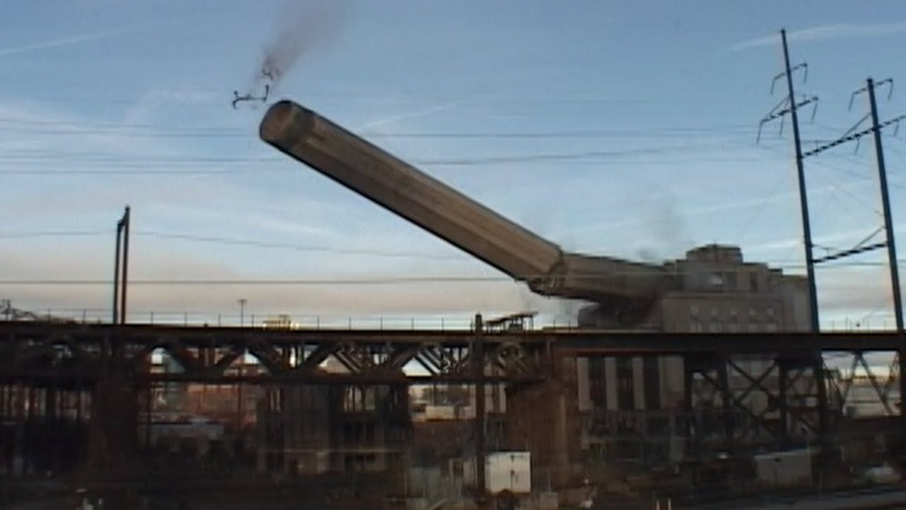 Penn Coach Yard Chimney (aka: The Drexel Shaft) Demolition - Controlled Demolition, Inc.