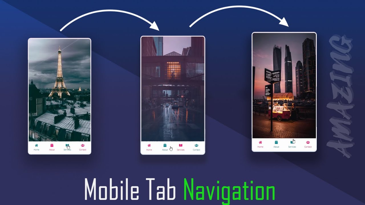 Mobile Tab Navigation using CSS & JavaScript | Creative Mobile Tab Navigation (Free Source Code)