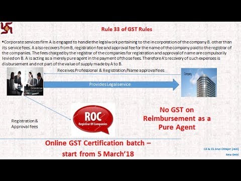 No GST on Pure Agent - Rule 33 with Examples