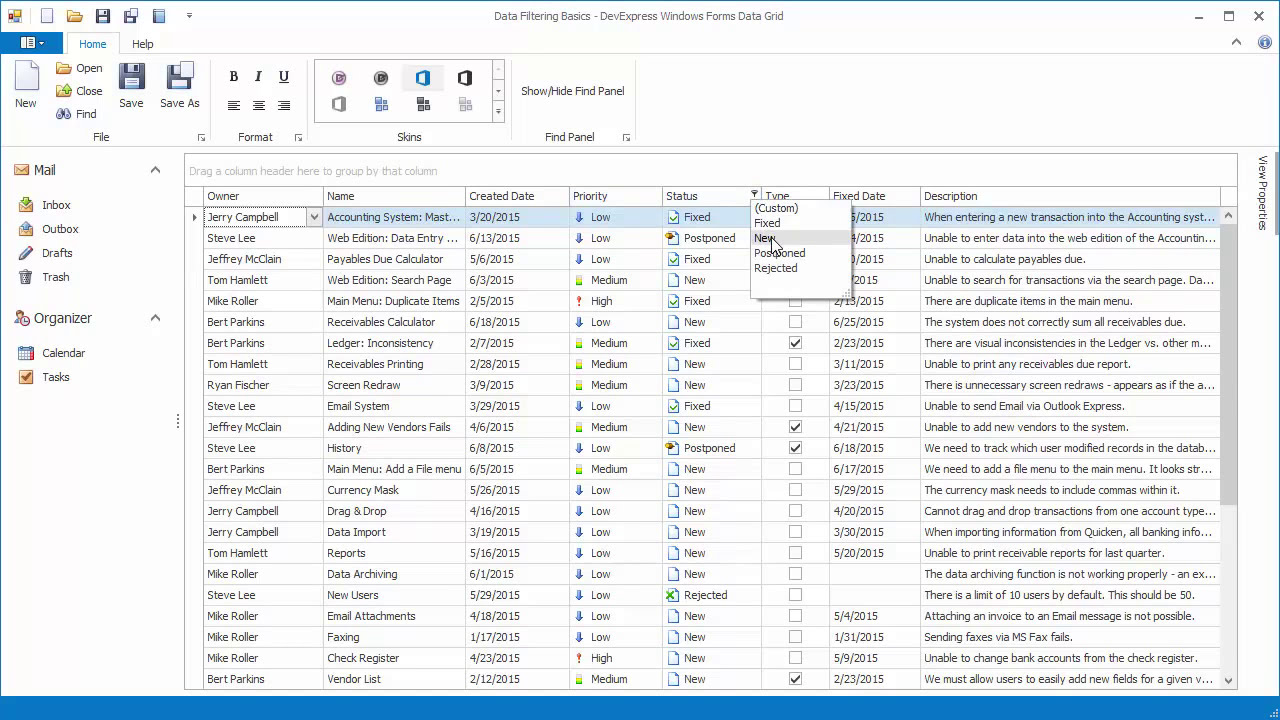 DevExpress WinForms Grid: Data Filtering Basics and Filter Panel Settings