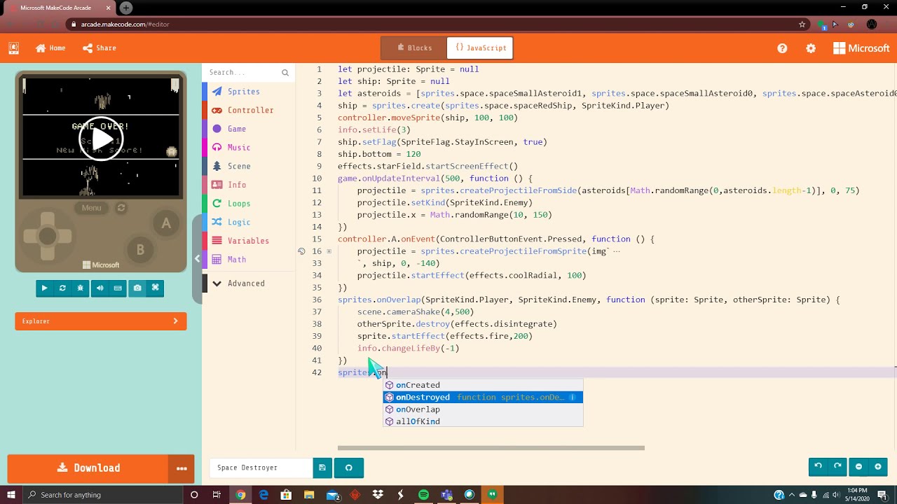 MakeCode Arcade 6 | Space Destroyer Tutorial
