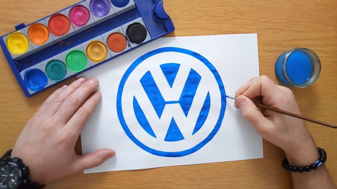 How to draw a Volkswagen logo - Wie zeichnet man ein Volkswagen Logo