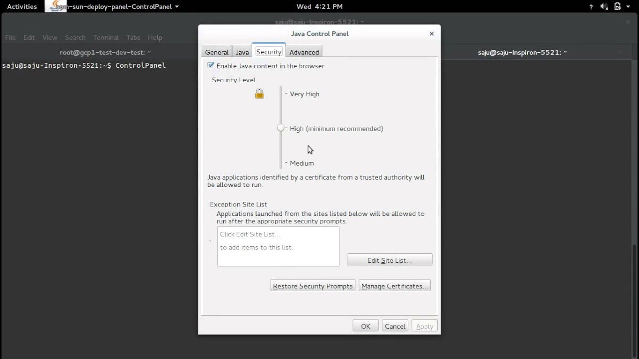 Fix Java Error: Application Blocked by Security Settings Ubuntu