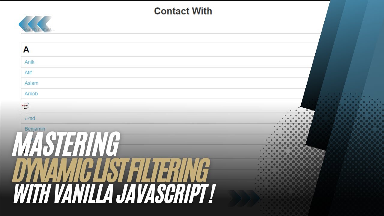 Building a Filterable List with Vanilla JavaScript  | Tutorial
