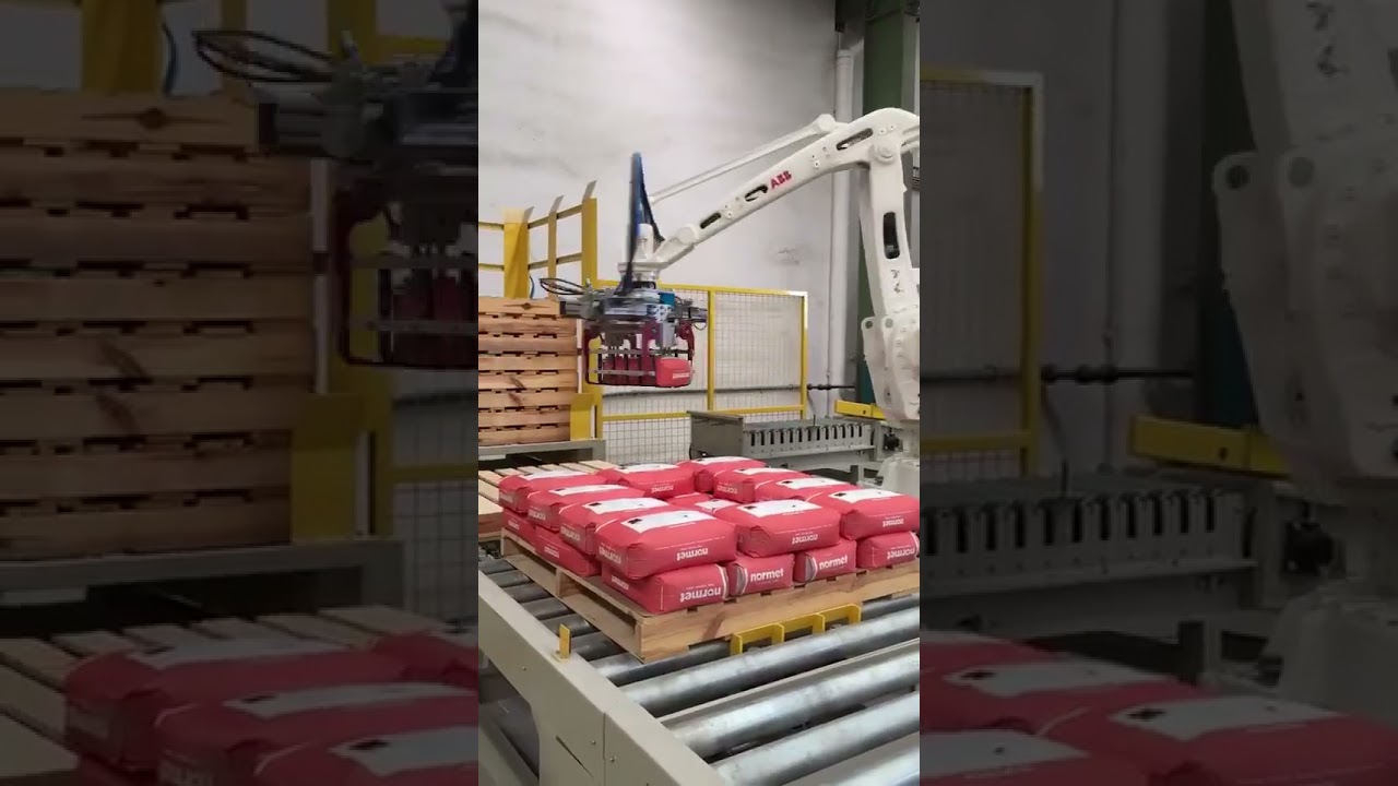 Automatic ABB Robot Palletizing System for Bag Packing in Customer's Factory