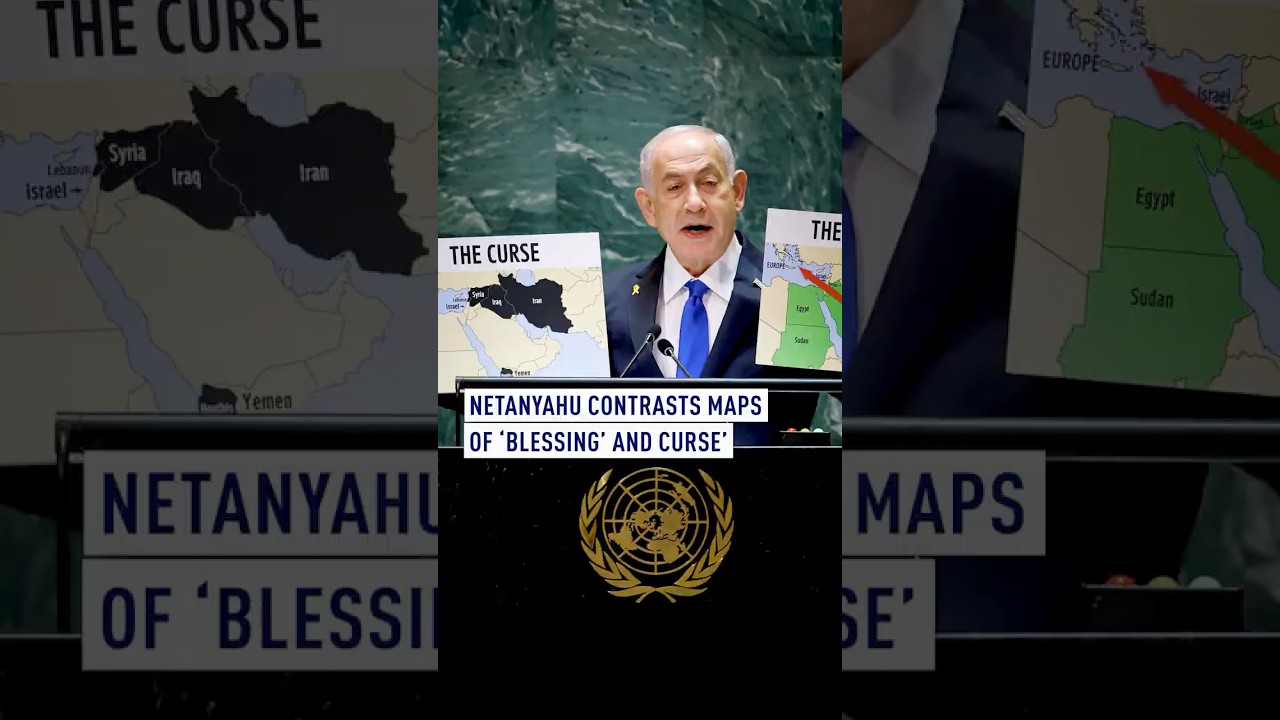 Netanyahu contrasts maps of ‘blessing’ and curse’