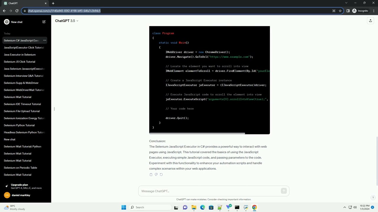 selenium javascript executor c