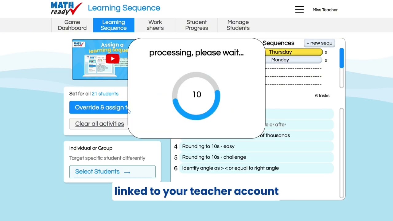 Assign a Learning Sequence with Math Ready