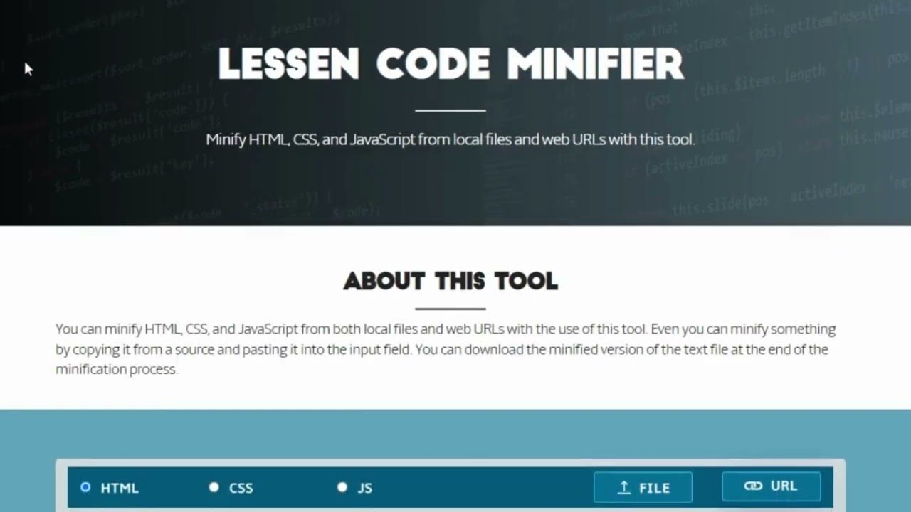 Lessen Code Minifier - Minify HTML, CSS, and JavaScript