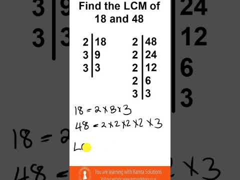 Find the lowest common multiple of 18 and 48 by using prime factorisation #primefactorization