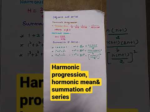 harmonic progression,mean& summation of series #formulas,# shorts