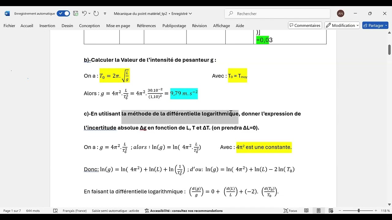TP-Mécanique du point matériel_partie1: pendule simple 
