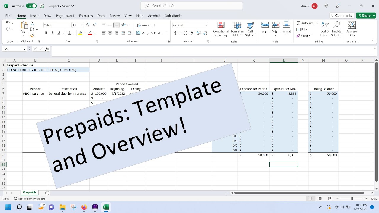 Prepaids: Template and Overview