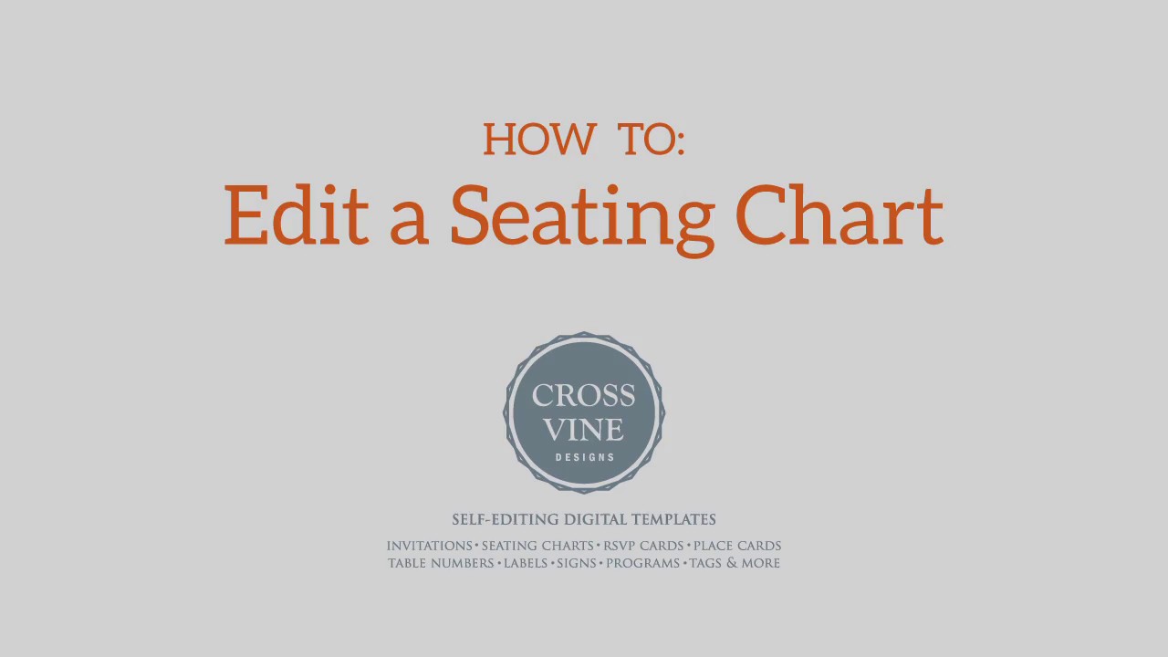 How To Edit A Seating Chart Printable Template from Crossvine Designs