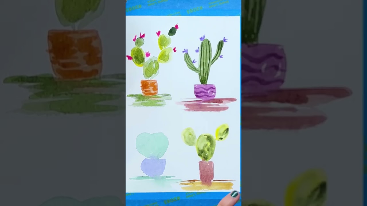 How to paint 4 sassy, easy watercolor cacti for beginners!
