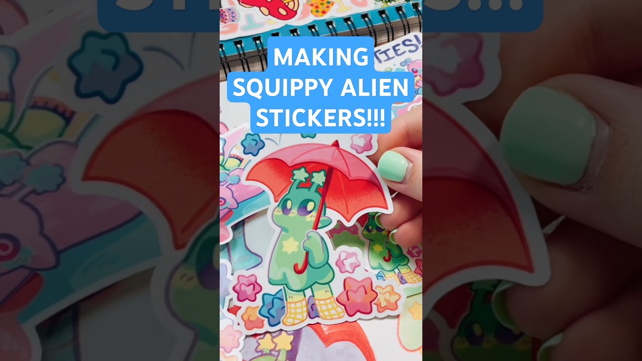 MAKING CUTE ALIEN STICKERS!! #sticker #DIY #speedpaint #alien #oc #ocs #stickershop #milkytomato
