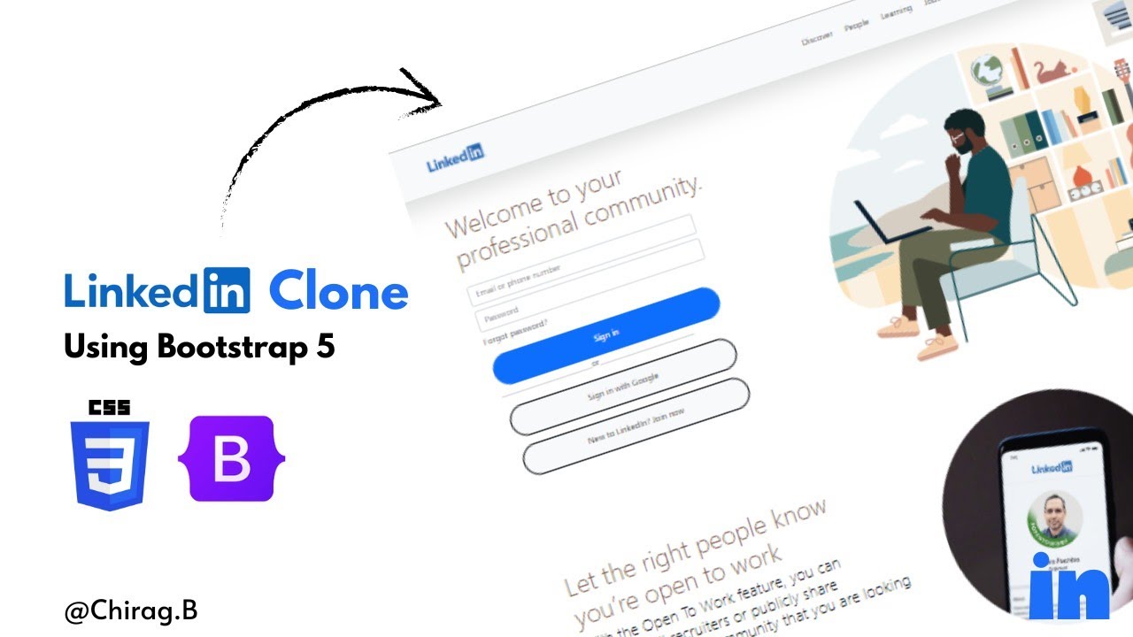 Linkedin clone Using Bootstrap 5 | Custom CSS