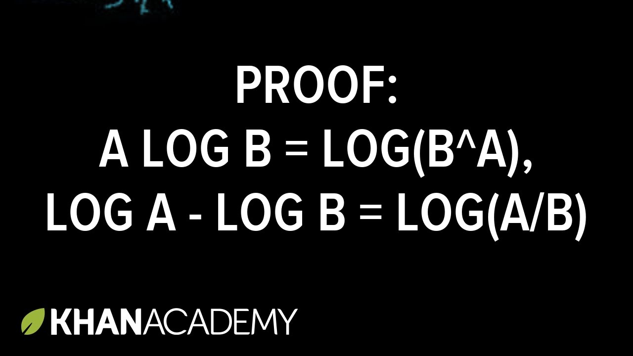 Proof: a log b = log(b^a), log a - log b = log(a/b) | Logarithms | Algebra II | Khan Academy