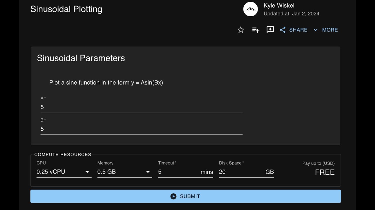 MecSimCalc Tutorial #2. Create an app that plots a Sinusoidal Function.