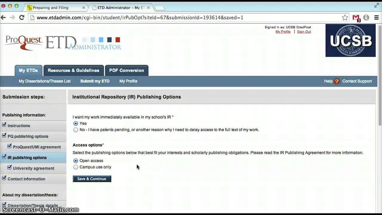 Filing Video: Submitting to Proquest