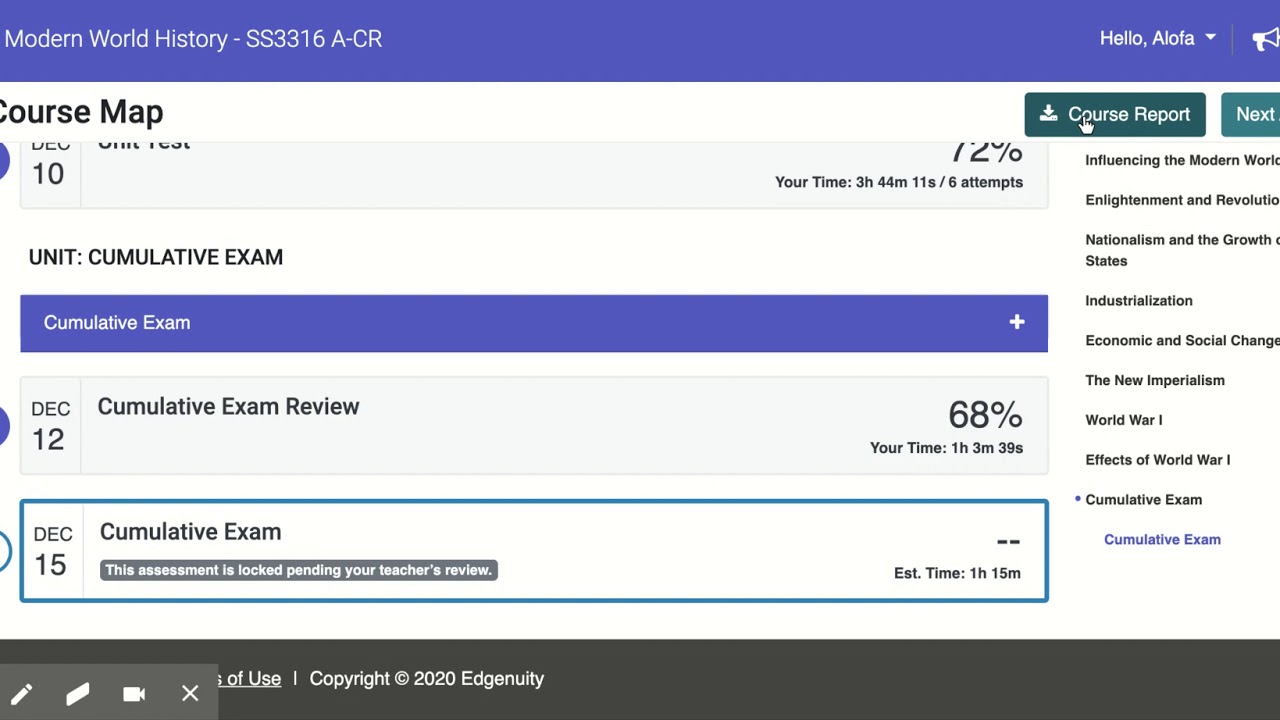 Edgenuity - How to View Progress