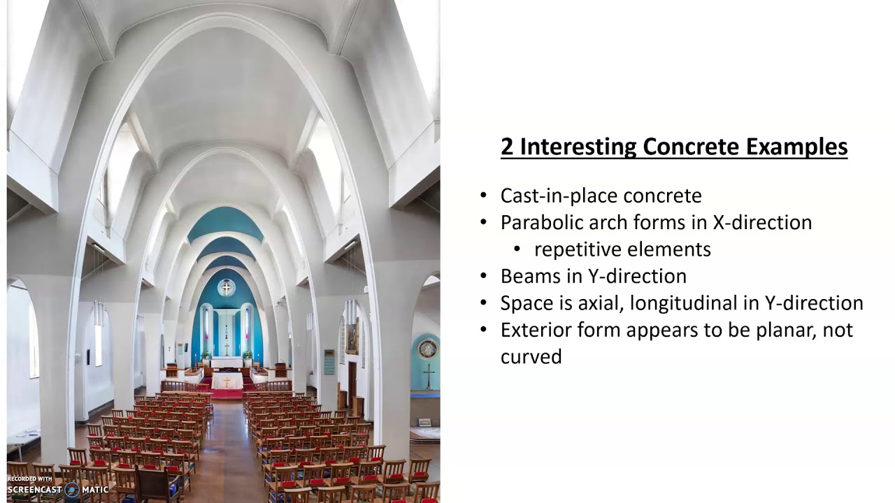 Concrete examples: Parabolic Arch structures