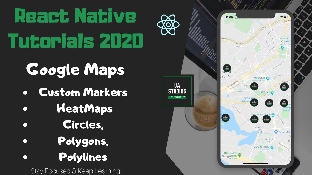 React Native | Google Maps - Part 2 | How to create Custom Marker, Heatmap, Circle, Polygon.