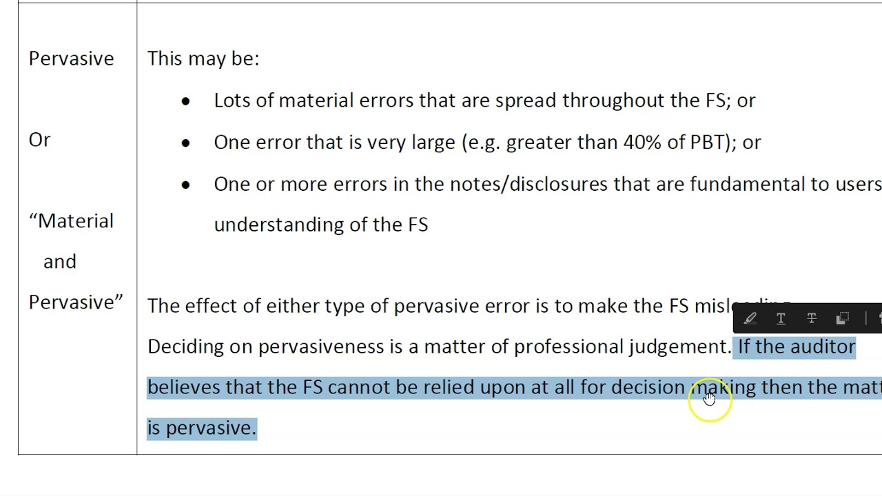 Modified audit opinions   introduction to Material Errors & Pervasive Errors