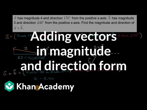 Adding vectors in magnitude and direction form (video) | Khan Academy