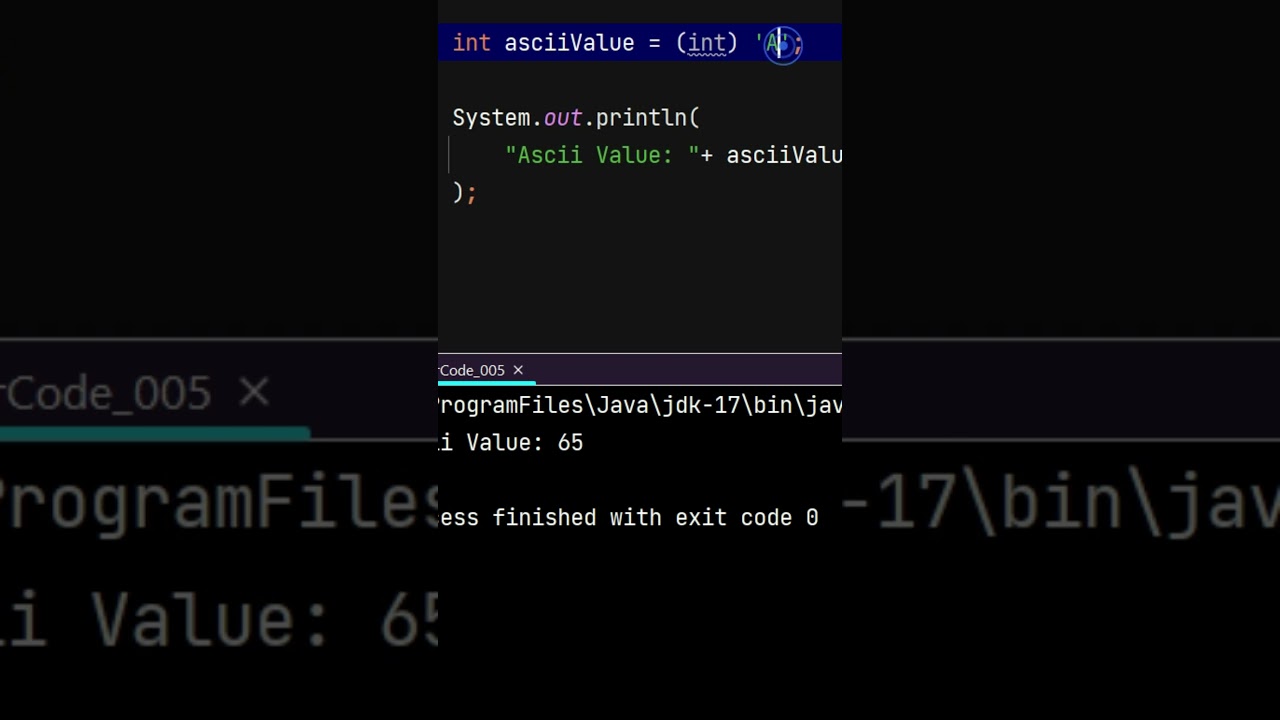 Java ASCII Character Code #shorts #java #trending #programming #coding