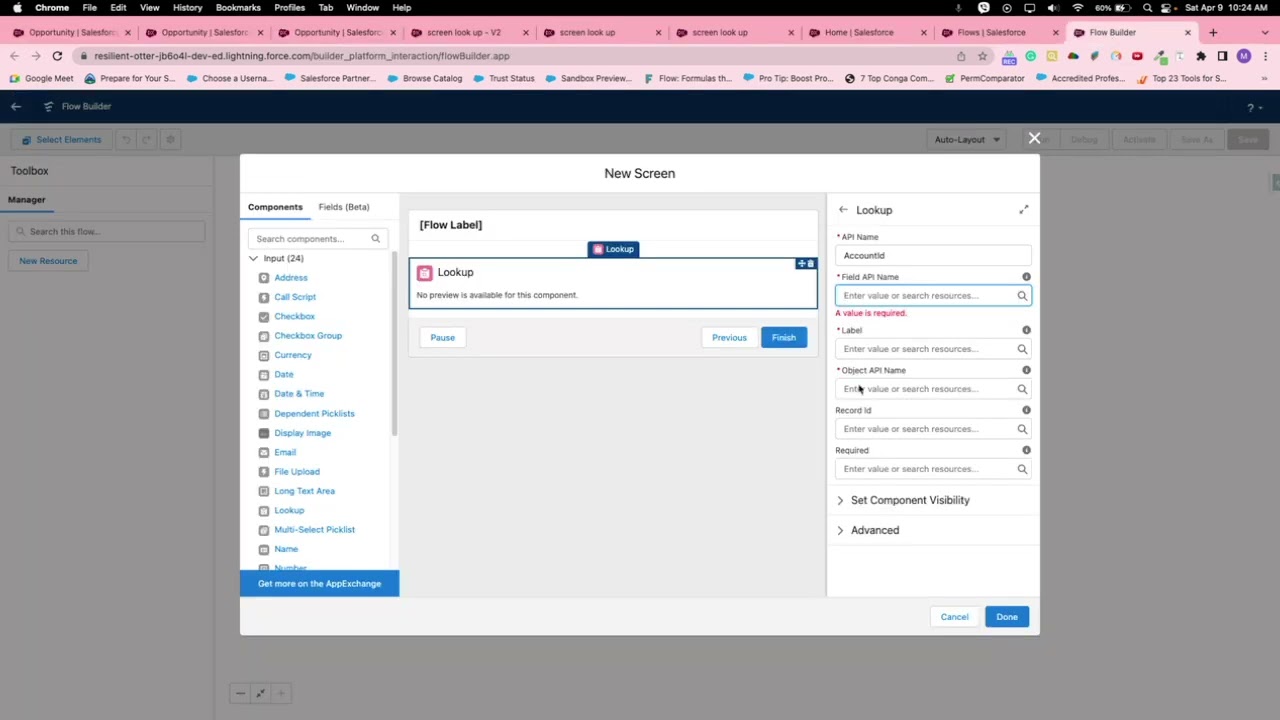 How to create and use lookup Screen Flow Salesforce