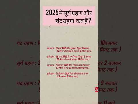 2025 में सूर्य ग्रहण और चंद्र ग्रहण कब है | Surya grahan and chandra grahan in 2025 # grahan2025