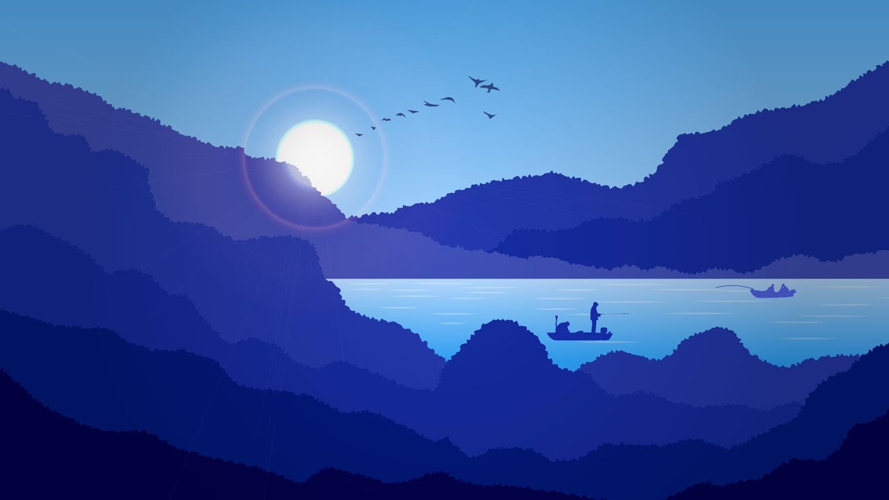 Lake View Landscape Illustration Artwork Tutorial in Adobe Illustrator