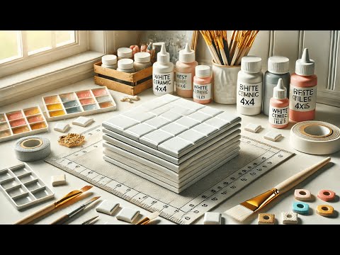 🎨 COYMOS 24 Pcs Ceramic Tiles for Crafts Ceramic Coasters | Best White Ceramic Tiles 4x4 for Crafts🎨