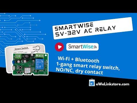 SmartWise 5V–32V Wi-Fi + Bluetooth Dry Contact Relay – NO/NC, Momentary or Toggle | eWeLink Comp.