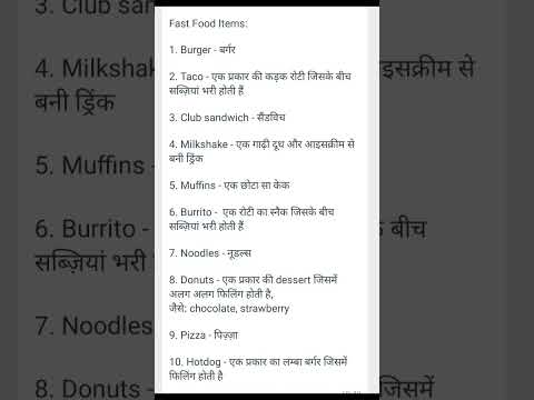 Fast Food Items Vocabulary #knowledge #meaning #studymaterial #upsc #ias #vacabelary