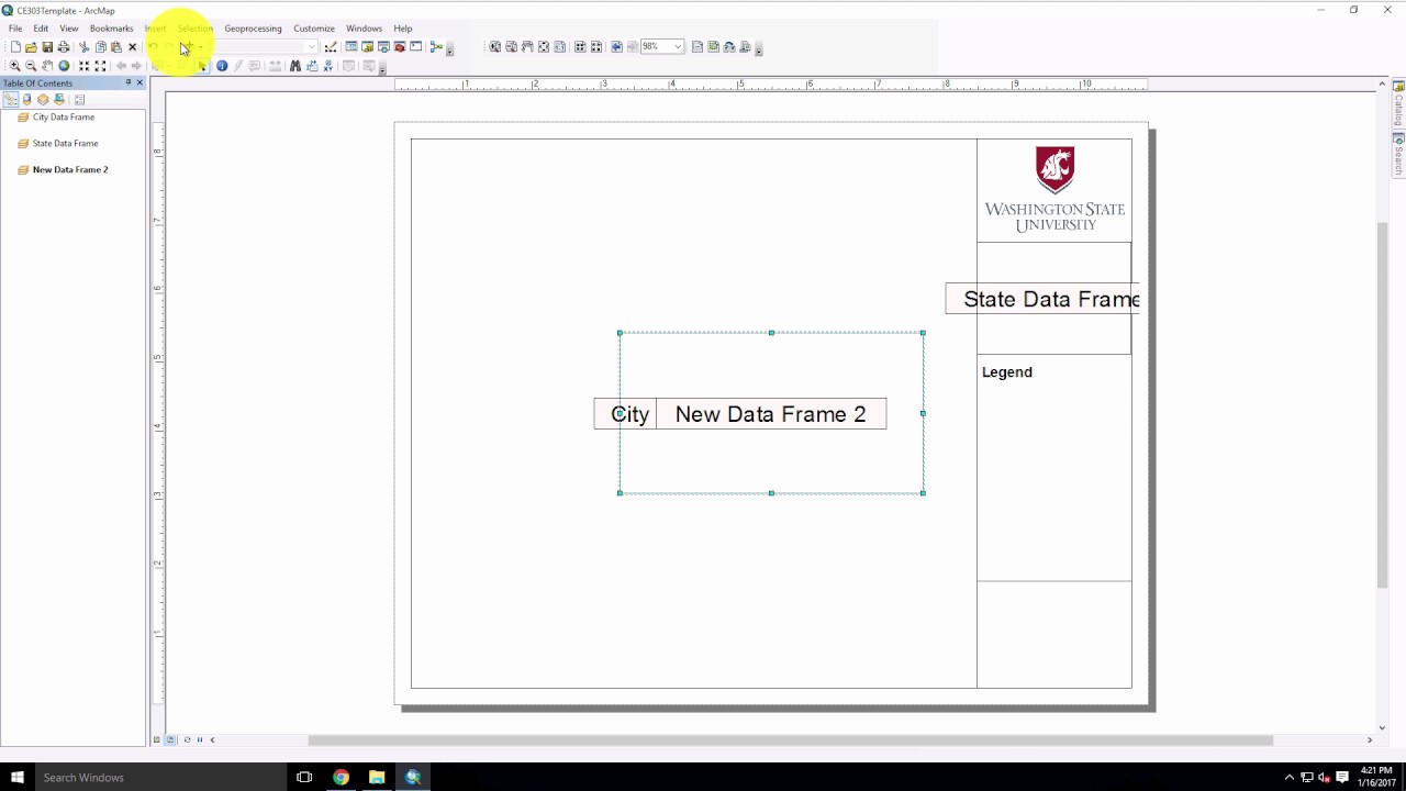 CE 303 - ArcMap 10.4 - Add Data Frames