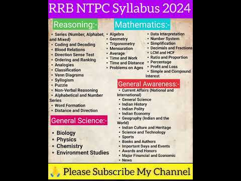🚂RRB NTPC Syllabus 2024🎁 | Railway syllabus New bharati| RRB NTPC EXAM Pattern✅|#ntpc #rrb #railway