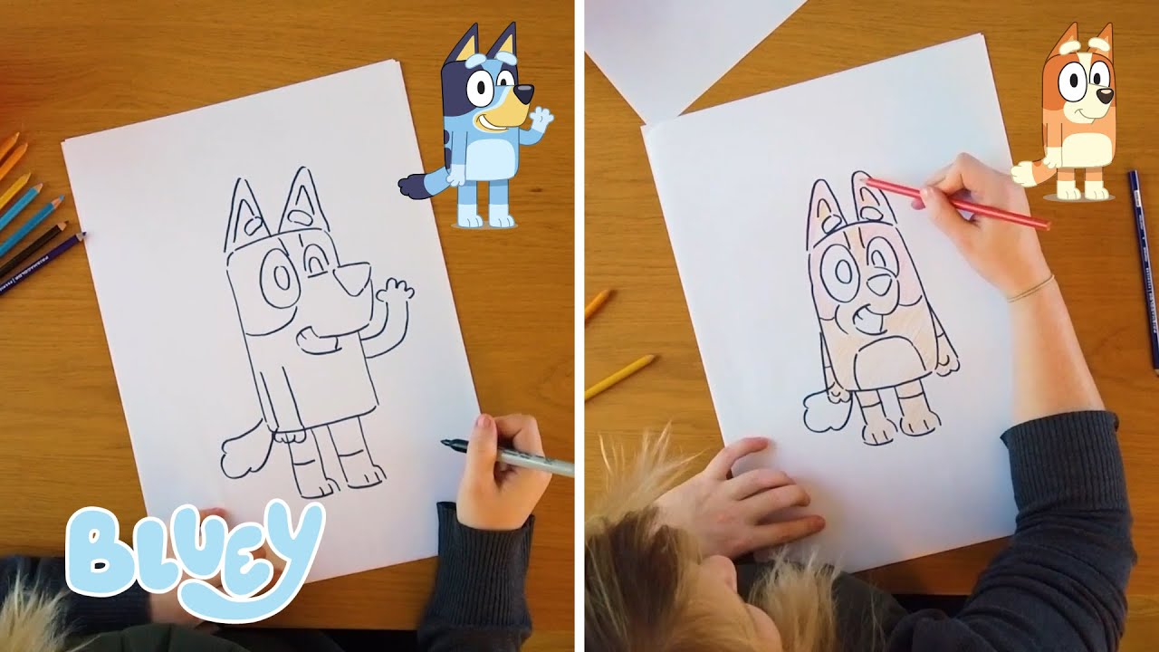 How To Draw Bluey and Bingo | Bluey