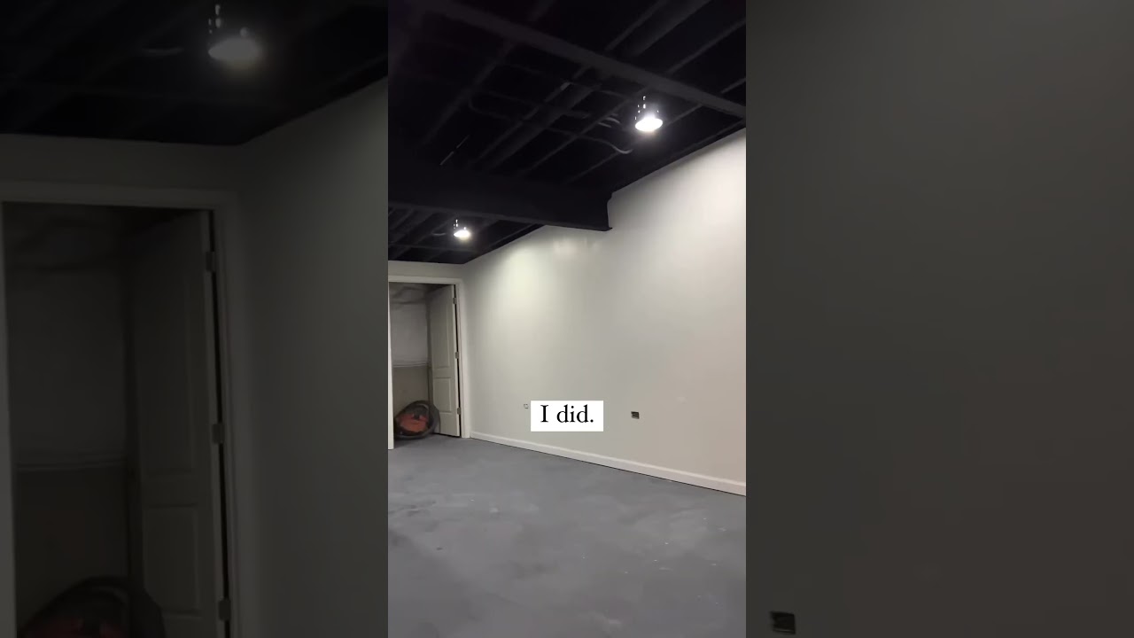 Black painted basement ceiling #basementremodel #basement #finishedbasement