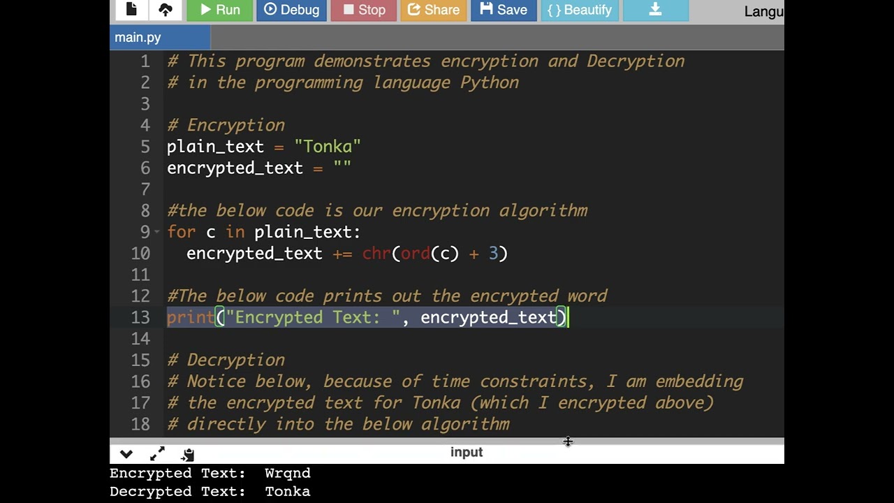 Simple Python Example:  Encryption and Decryption