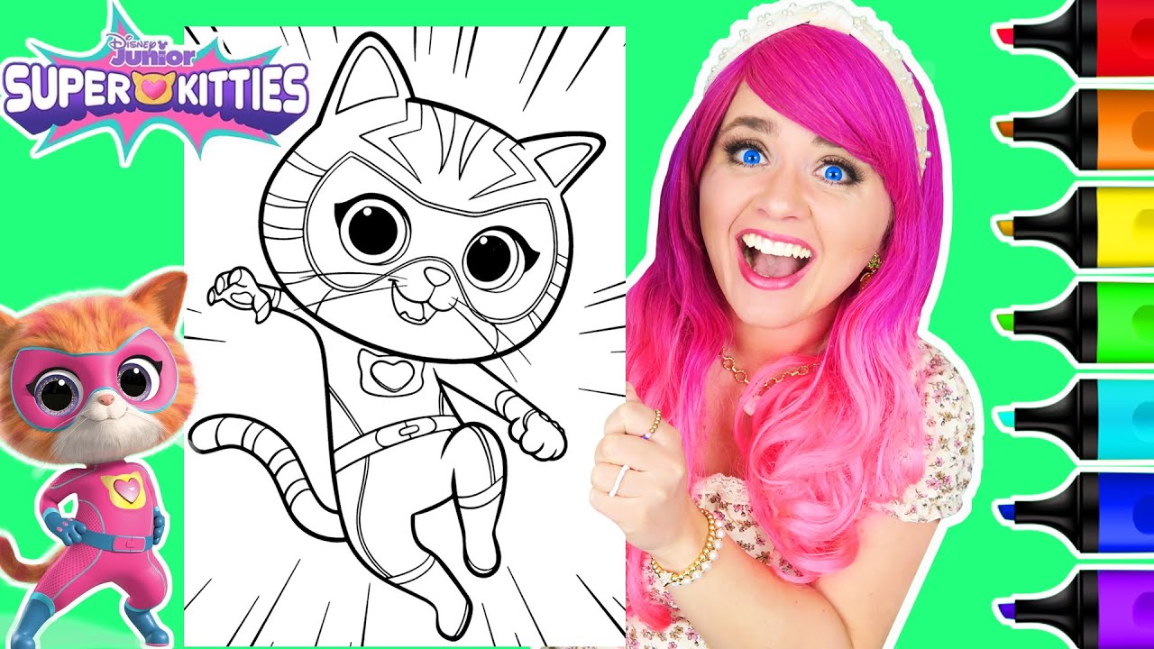 Coloring SuperKitties Ginny Coloring Page | Ohuhu Art Markers