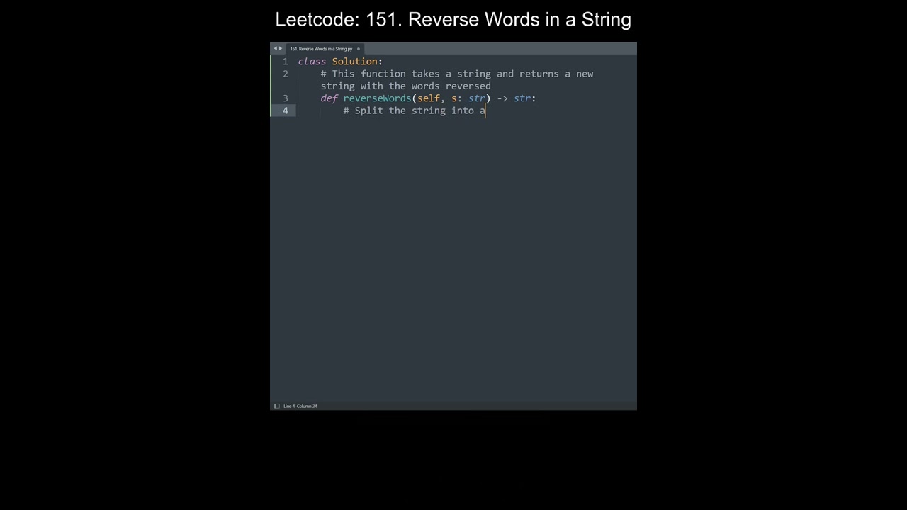 Leetcode 151. Reverse Words in a String in Python | Python Leetcode | Python Coding Tutorial | ASMR