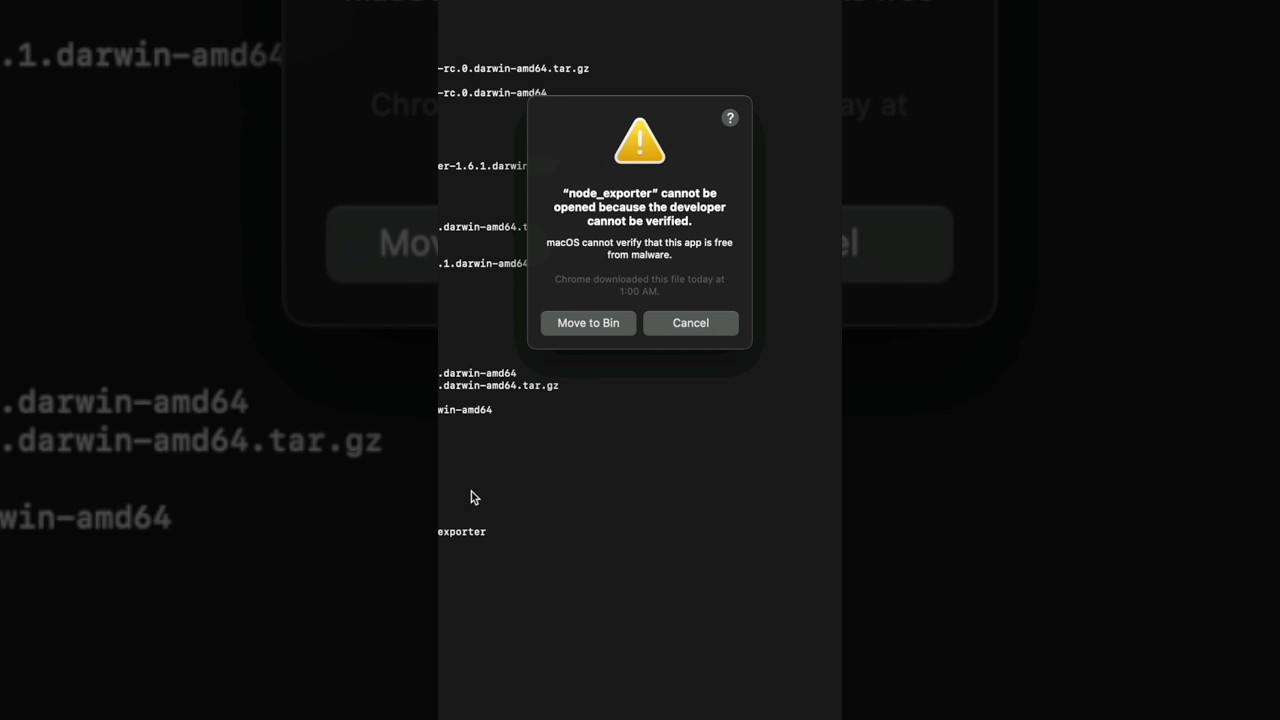 node_exporter cannot be opened because the developer cannot be verified #linux