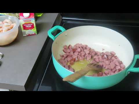 Smothered Shrimp With Andouille Sausage And Grits