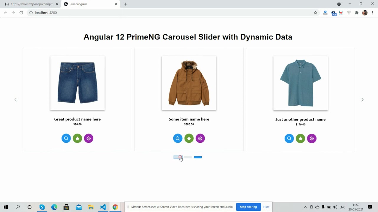 Angular 12 PrimeNG Carousel Slider Working Demo with Web API Data