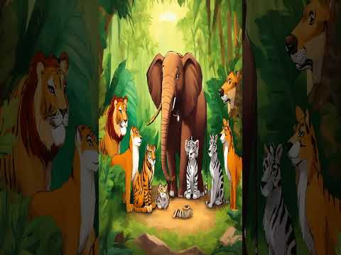 Cartoon, Plant, Green, Carnivore, Organism, Felidae, Art, Painting, Grass, Siberian tiger