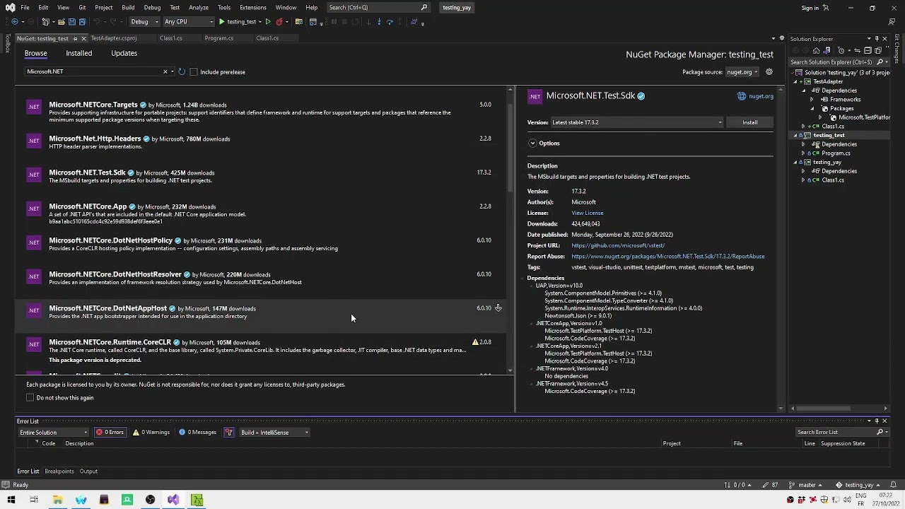 Test adapter for VSTest part 1 27/10/2022