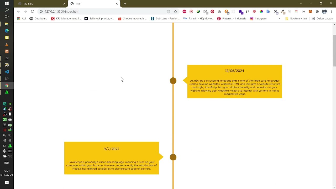Timeline HTML CSS Javascript Scroll Animation - Project 4