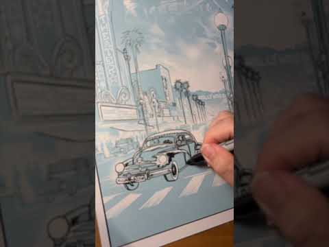 Patrick Thomas Parnell Creates A 1950s Car In An Amazing Time-lapse Comic Book Art Video! #zorro